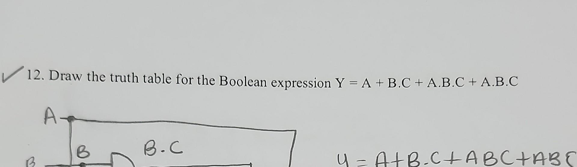 Solved 12. Draw the truth table for the Boolean expression | Chegg.com