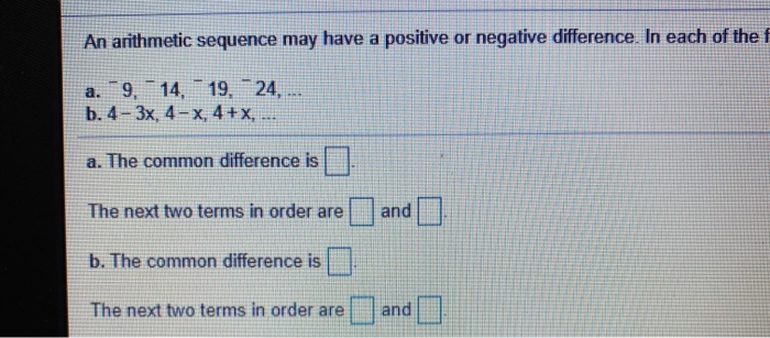 Solved An arithmetic sequence may have a positive or | Chegg.com