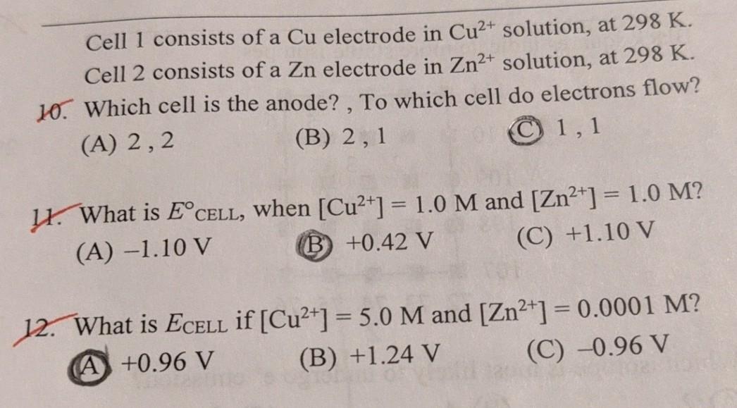Solved Cell 1 consists of a Cu electrode in Cu2+ solution, | Chegg.com