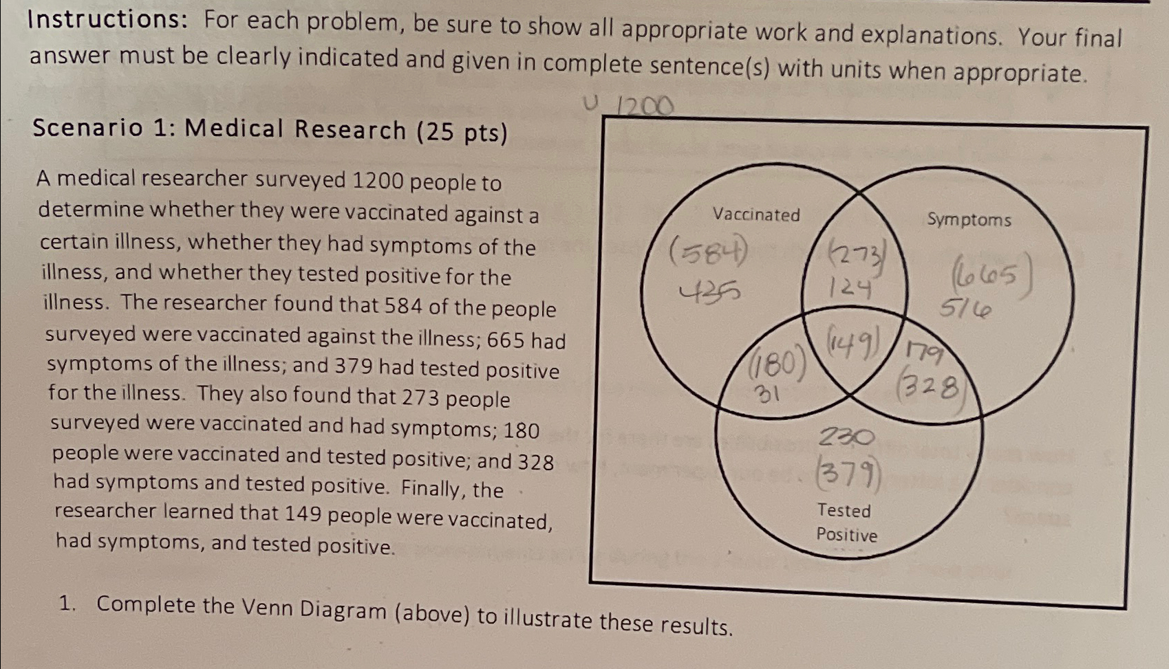 Solved Instructions: For each problem, be sure to show all | Chegg.com