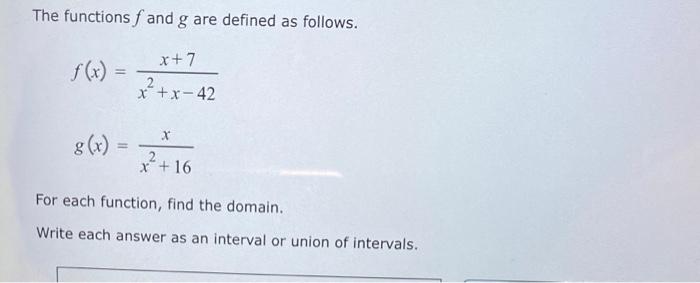 Solved The functions f and g are defined as follows. | Chegg.com