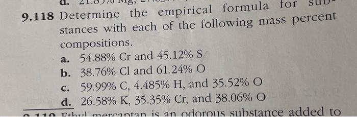Solved 9.114. Given the following mass percent compositions, | Chegg.com