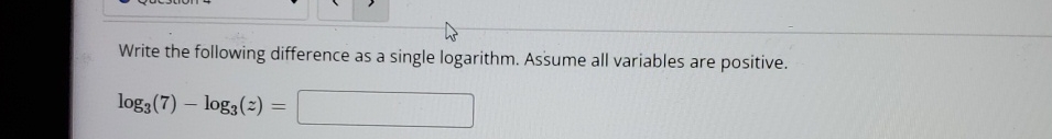 Solved Write the following difference as a single logarithm. | Chegg.com