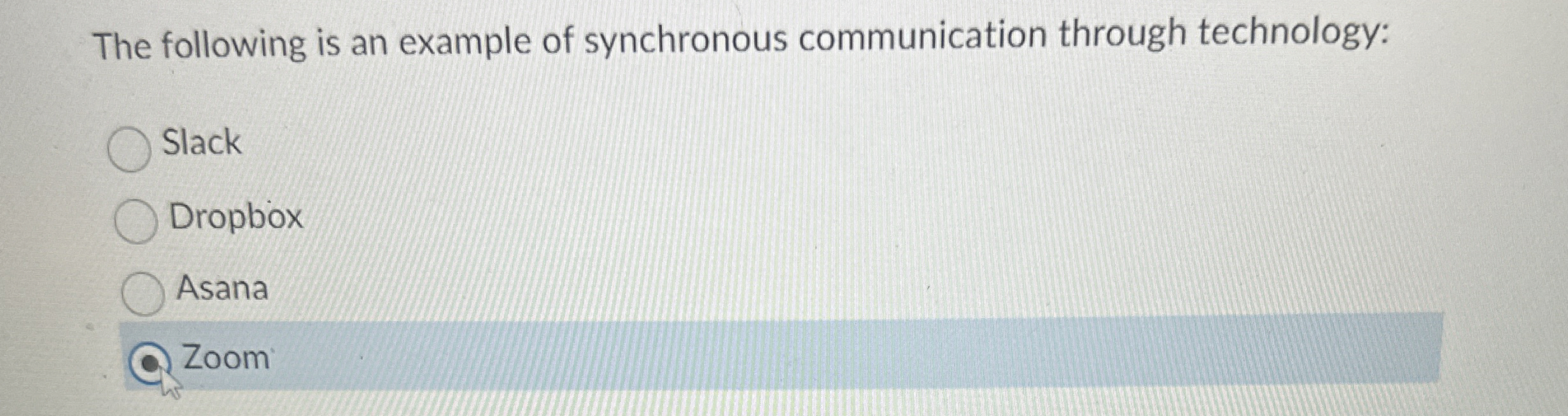 Solved The following is an example of synchronous | Chegg.com