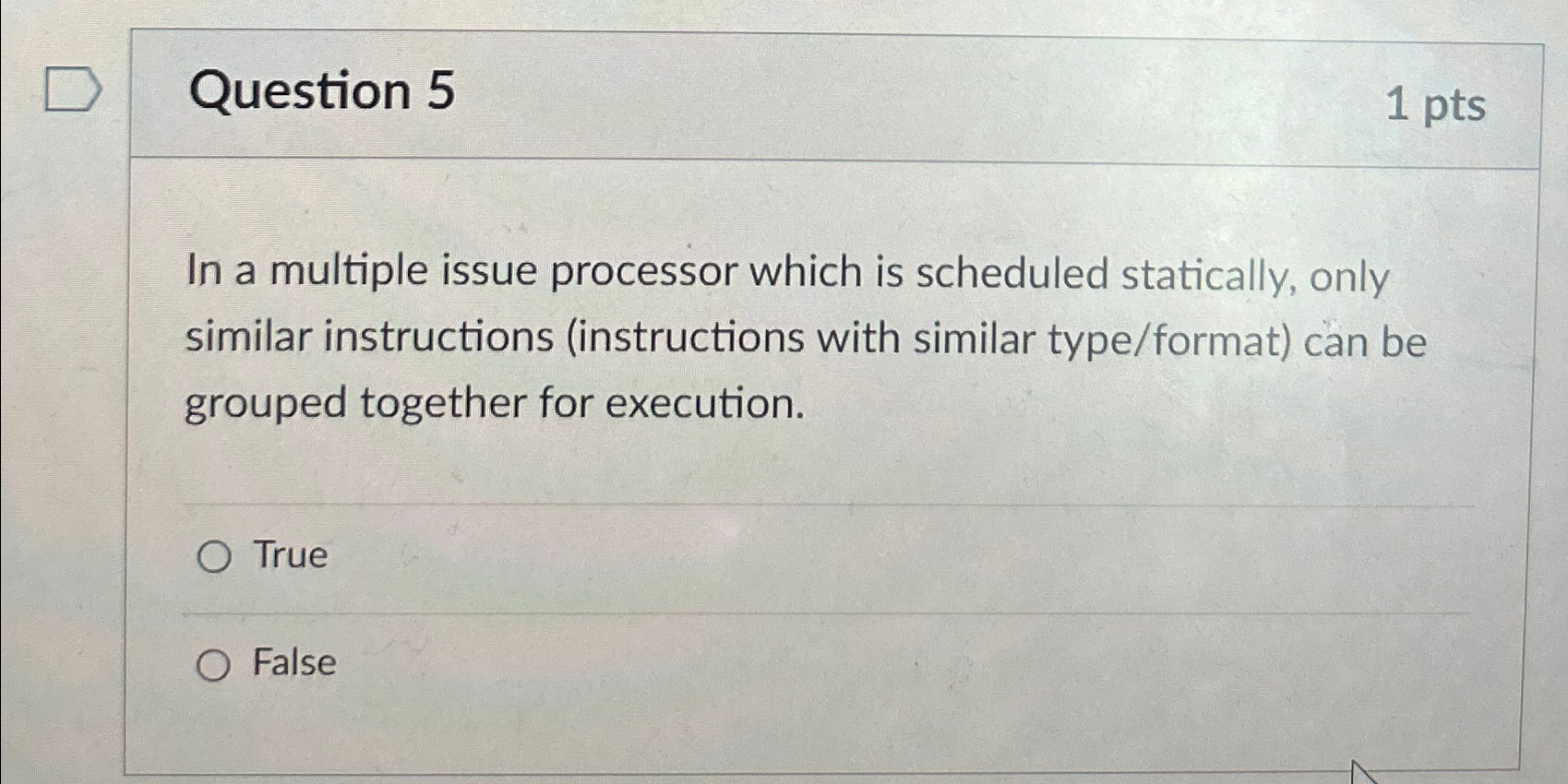 Solved Question 51ptsIn a multiple issue processor which is | Chegg.com