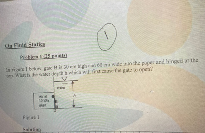 Solved On Fluid Statics Problem 1 (25 points) In Figure 1 | Chegg.com