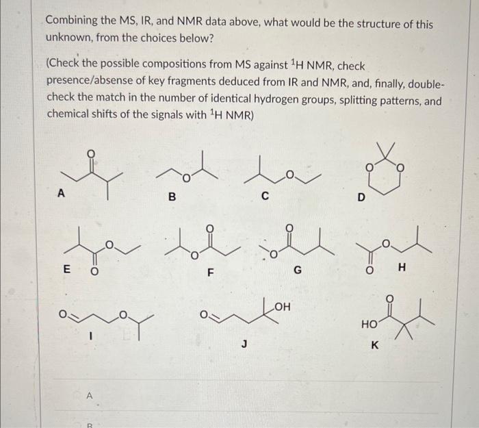 Solved Combining the MS, IR, and NMR data above, what would | Chegg.com