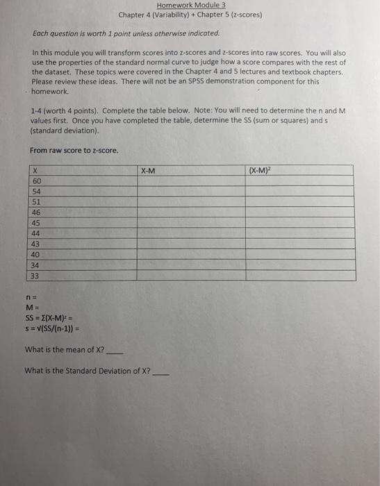 Solved Homework Module 3 Chapter 4 Variability Chapter 5