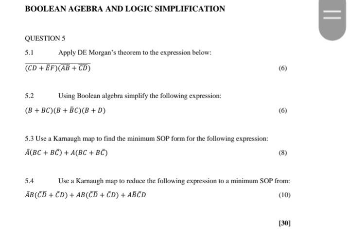 Solved BOOLEAN AGEBRA AND LOGIC SIMPLIFICATION = QUESTION 5 | Chegg.com