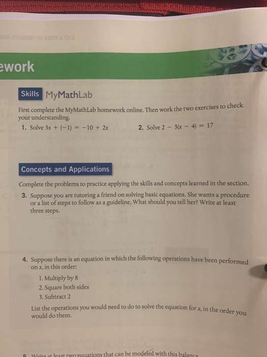 Solved ework Skills MyMathLab First complete the MyMathLab | Chegg.com