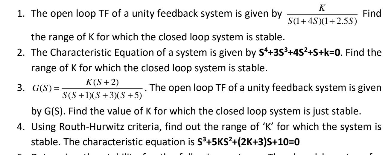 Solved K 1. The open loop TF of a unity feedback system is | Chegg.com