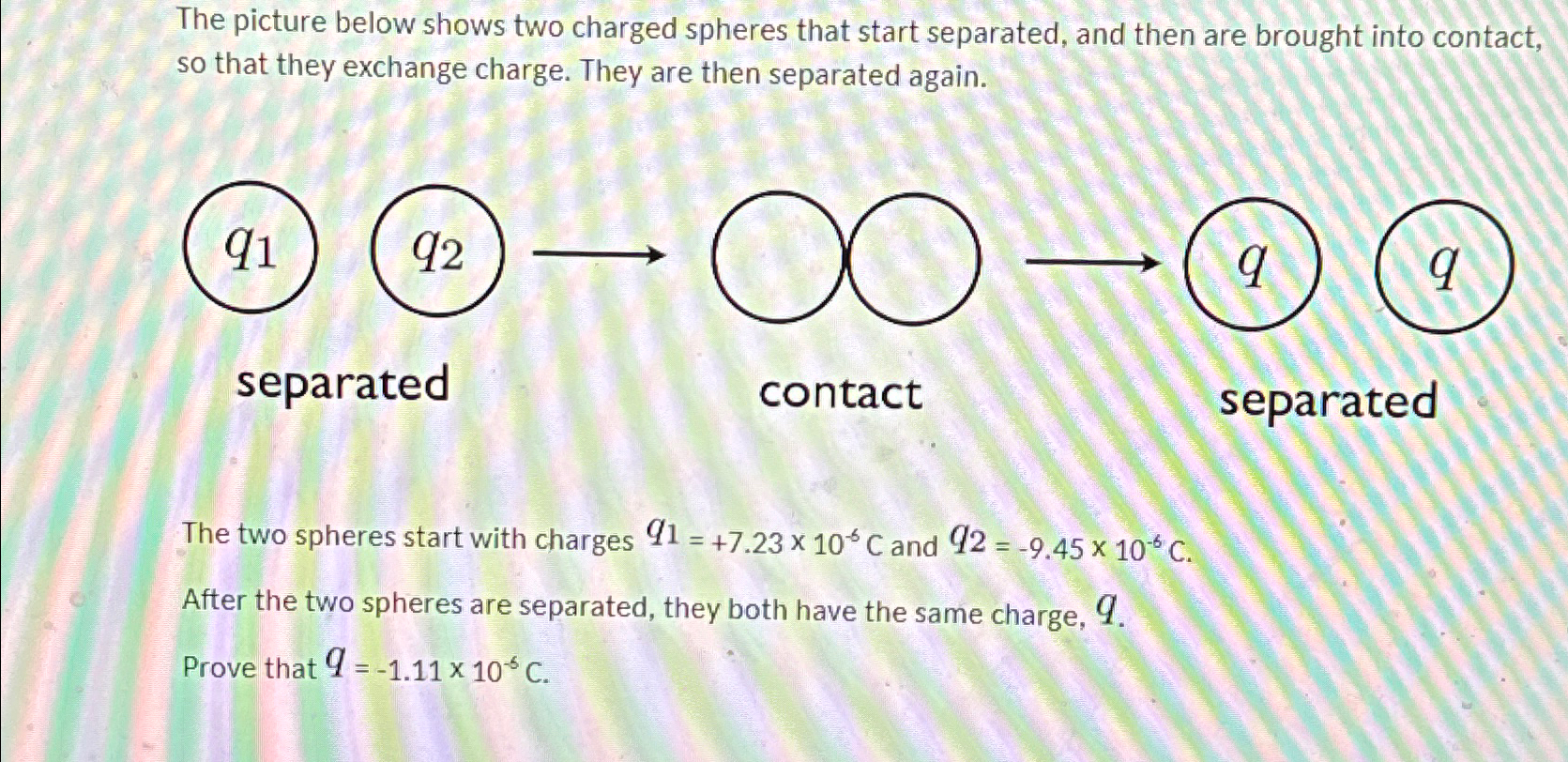 Solved The picture below shows two charged spheres that | Chegg.com