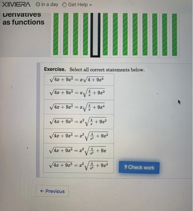 Solved Ximera In A Day Get Help Derivatives As Functions