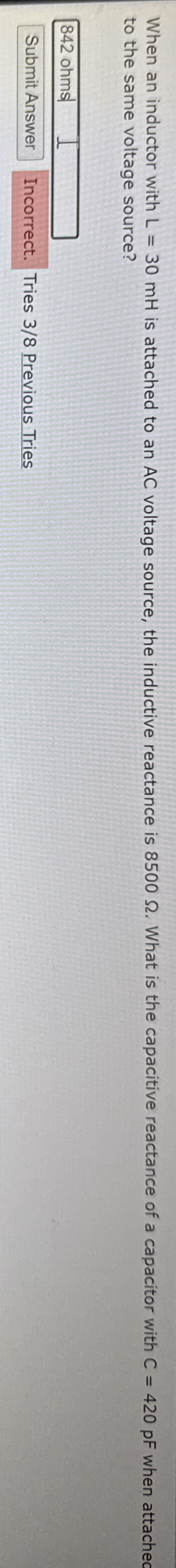 Solved When an inductor with L=30mH ﻿is attached to an AC | Chegg.com