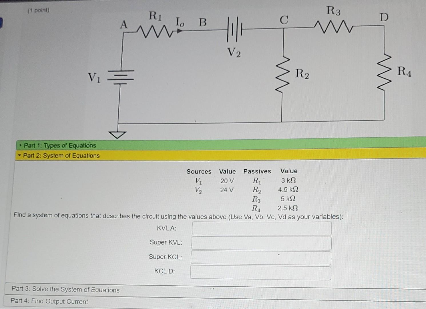 Solved (1 point) 1 Part 1: Types of Equations - Part 2: | Chegg.com