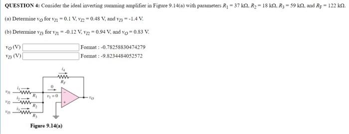 Solved QUESTION 4: Consider the ideal inverting summing | Chegg.com