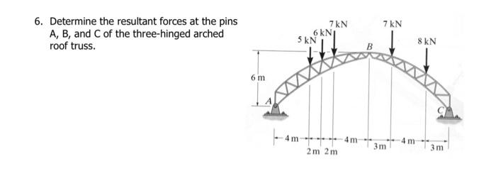 Solved 6. Determine the resultant forces at the pins A, B, | Chegg.com
