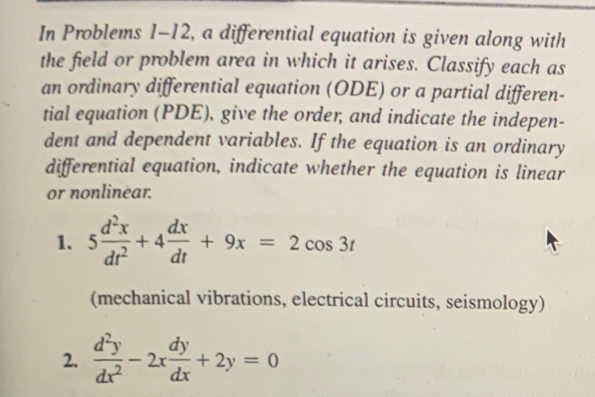 Solved In Problems 1-12, ﻿a differential equation is given | Chegg.com
