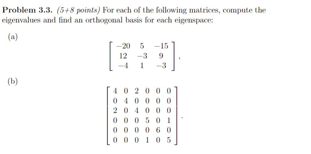 Solved Problem 3.3. ﻿ points) ﻿For each of the following | Chegg.com