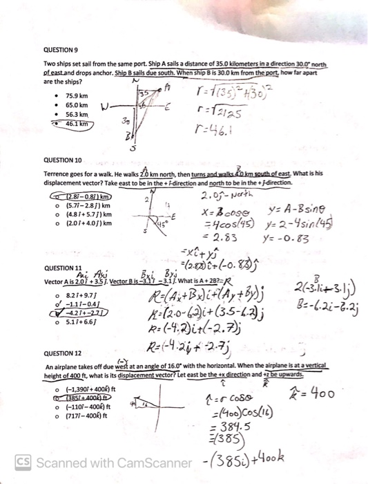 Solved QUESTION 9 Two ships set sail from the same port. | Chegg.com