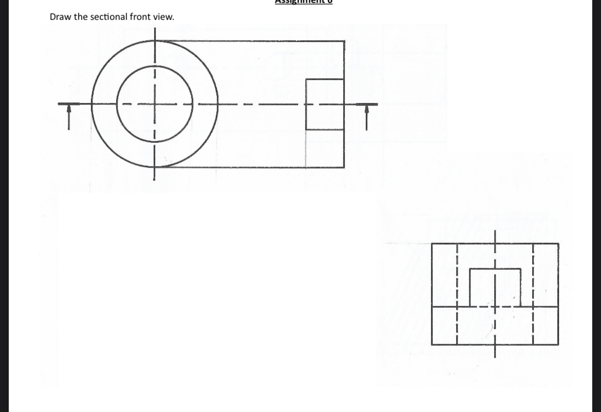Solved Draw the sectional front view. | Chegg.com