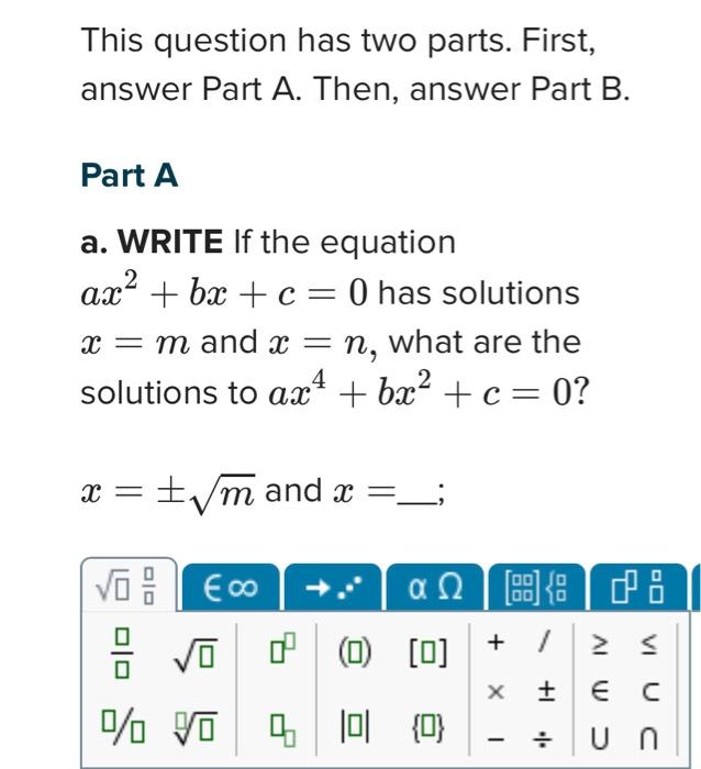 Solved This question has two parts. First, answer Part A. | Chegg.com