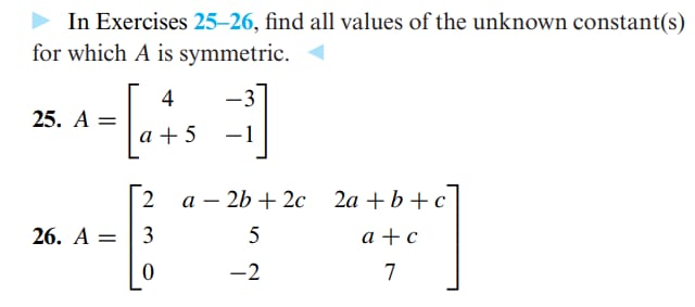 Solved In Exercises 25-26, ﻿find all values of the unknown | Chegg.com