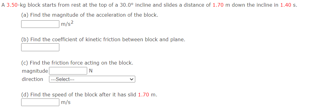 Solved A 3.50-kg ﻿block starts from rest at the top of a | Chegg.com