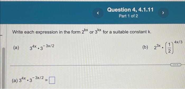 Solved Write each expression in the form 2kx or 3kx for a | Chegg.com