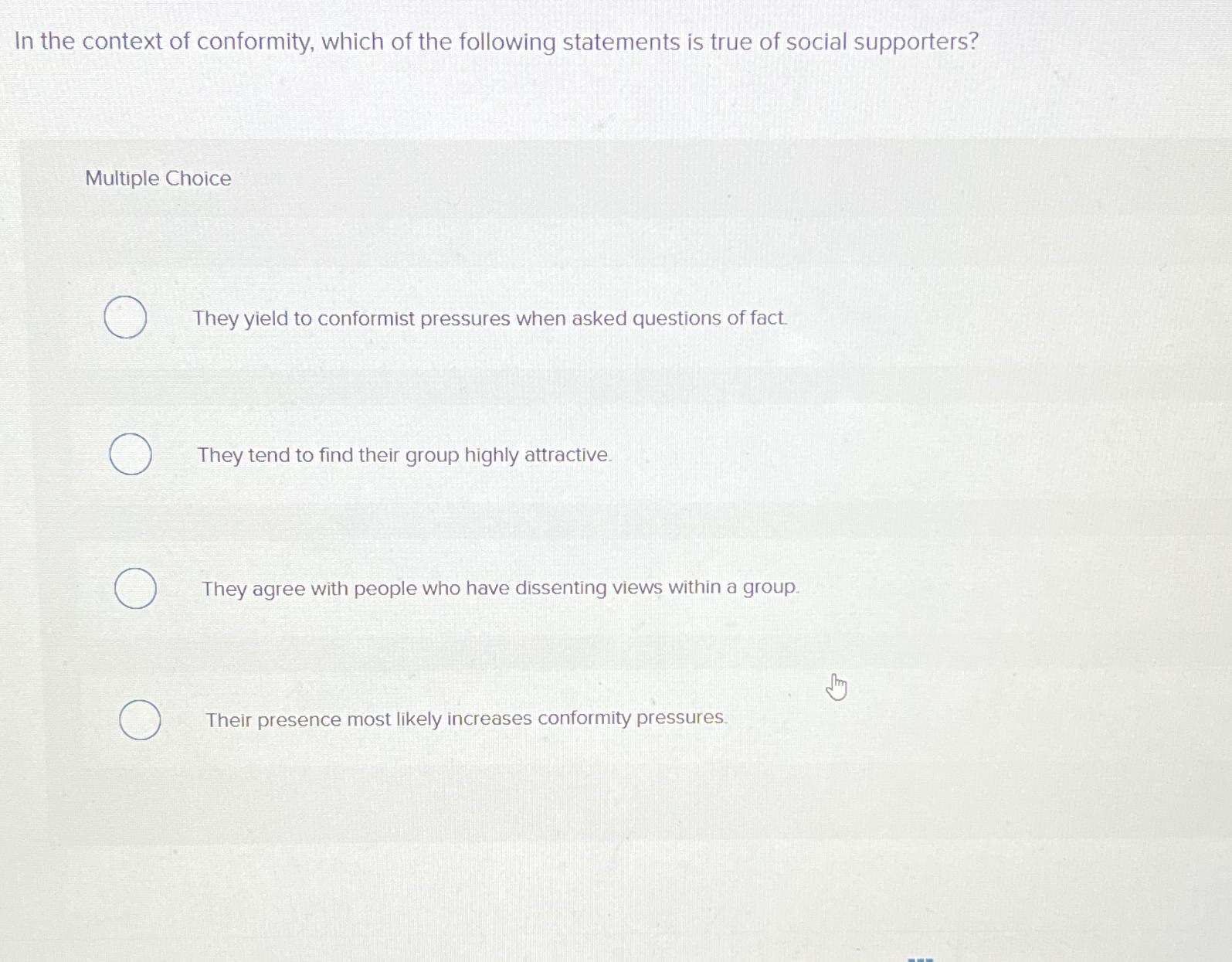 Solved In the context of conformity, which of the following | Chegg.com