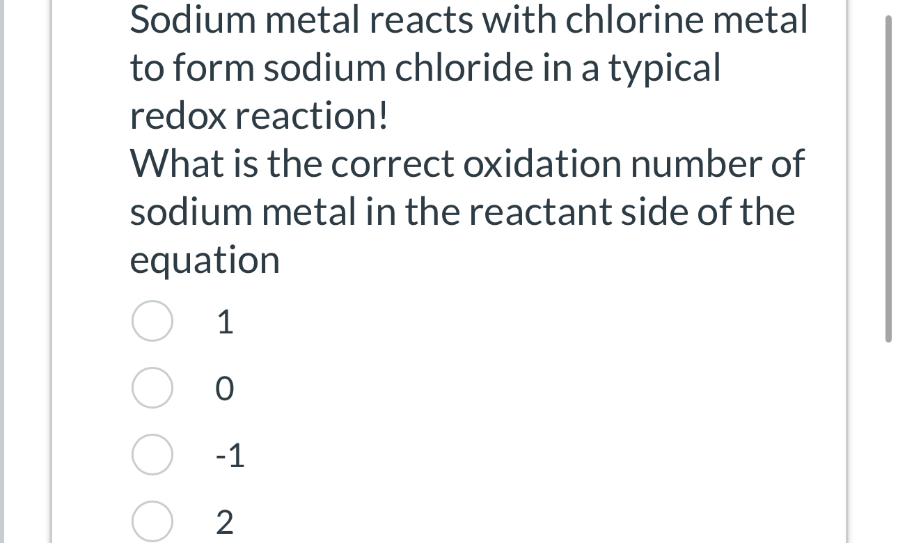 Solved Sodium metal reacts with chlorine metalto form sodium | Chegg.com