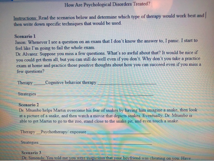 Solved How Are Psychological Disorders Treated? | Chegg.com