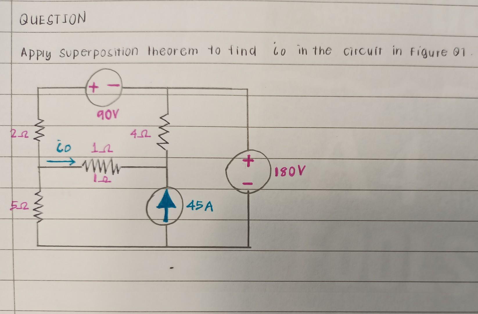 Solved Apply superposition theorem to find 60 in the circuit | Chegg.com