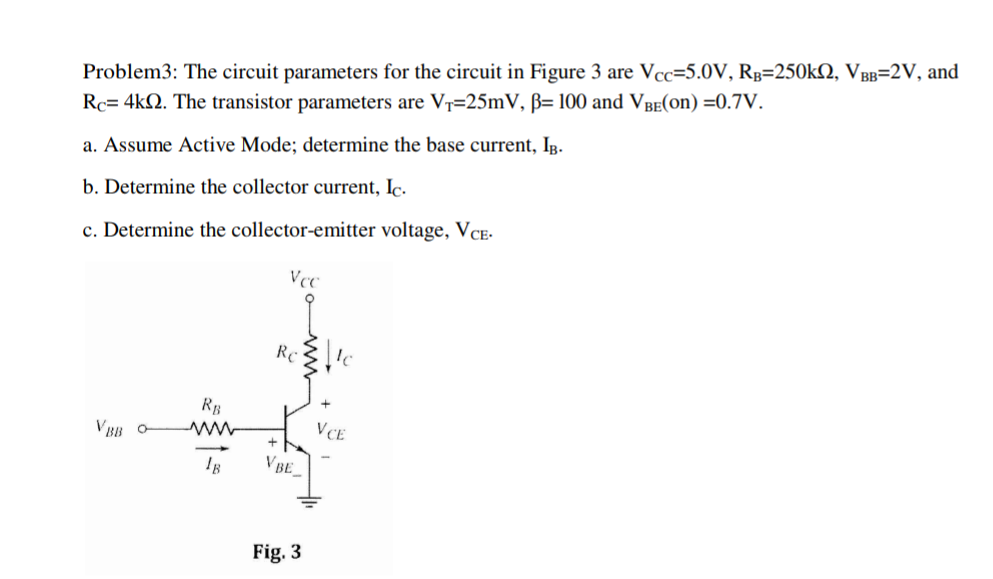 Solved Problem3: The circuit parameters for the circuit in | Chegg.com