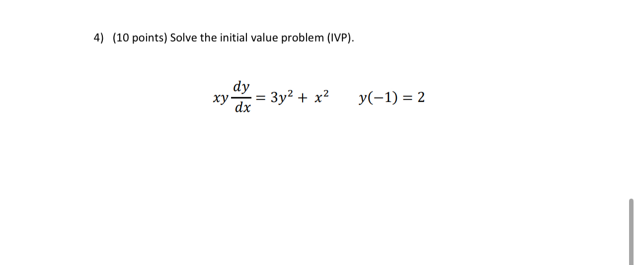 (10 ﻿points) ﻿Solve the initial value problem | Chegg.com