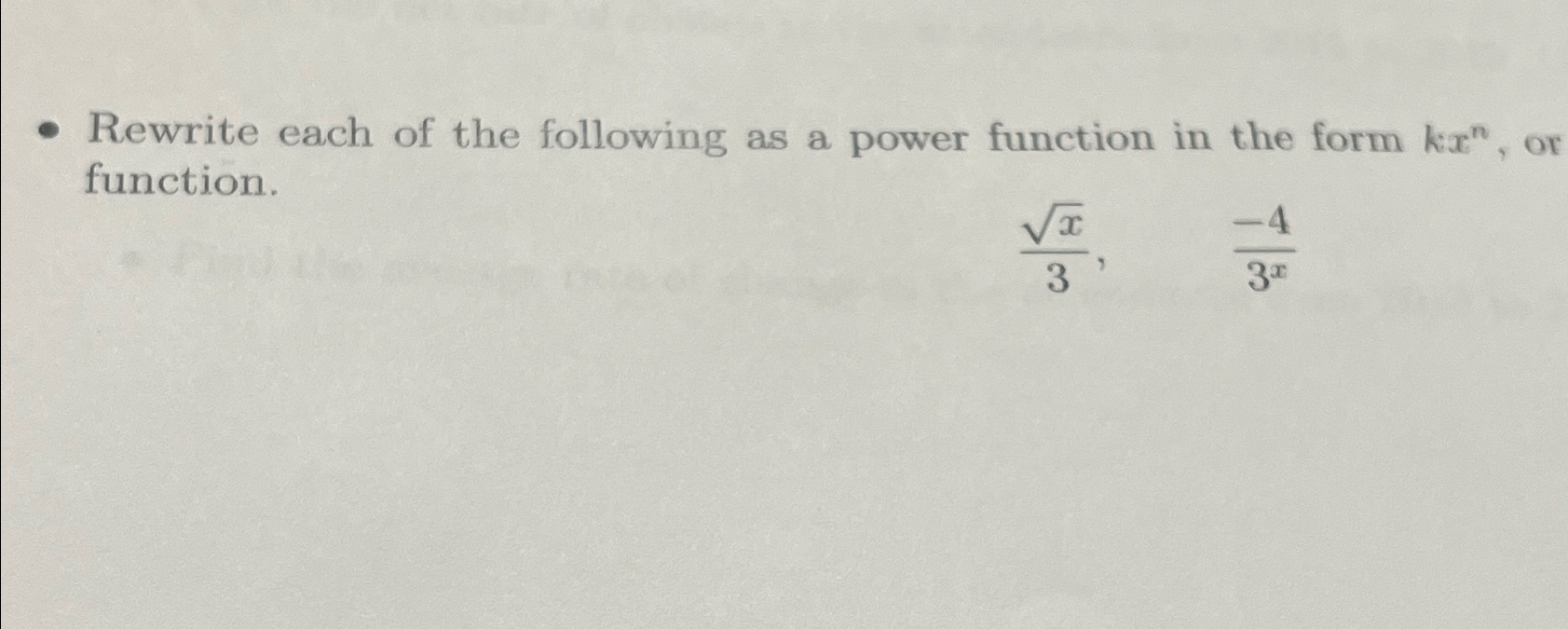 Solved Rewrite each of the following as a power function in | Chegg.com