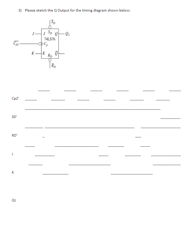 Solved Please sketch the Q Output for the timing diagram | Chegg.com