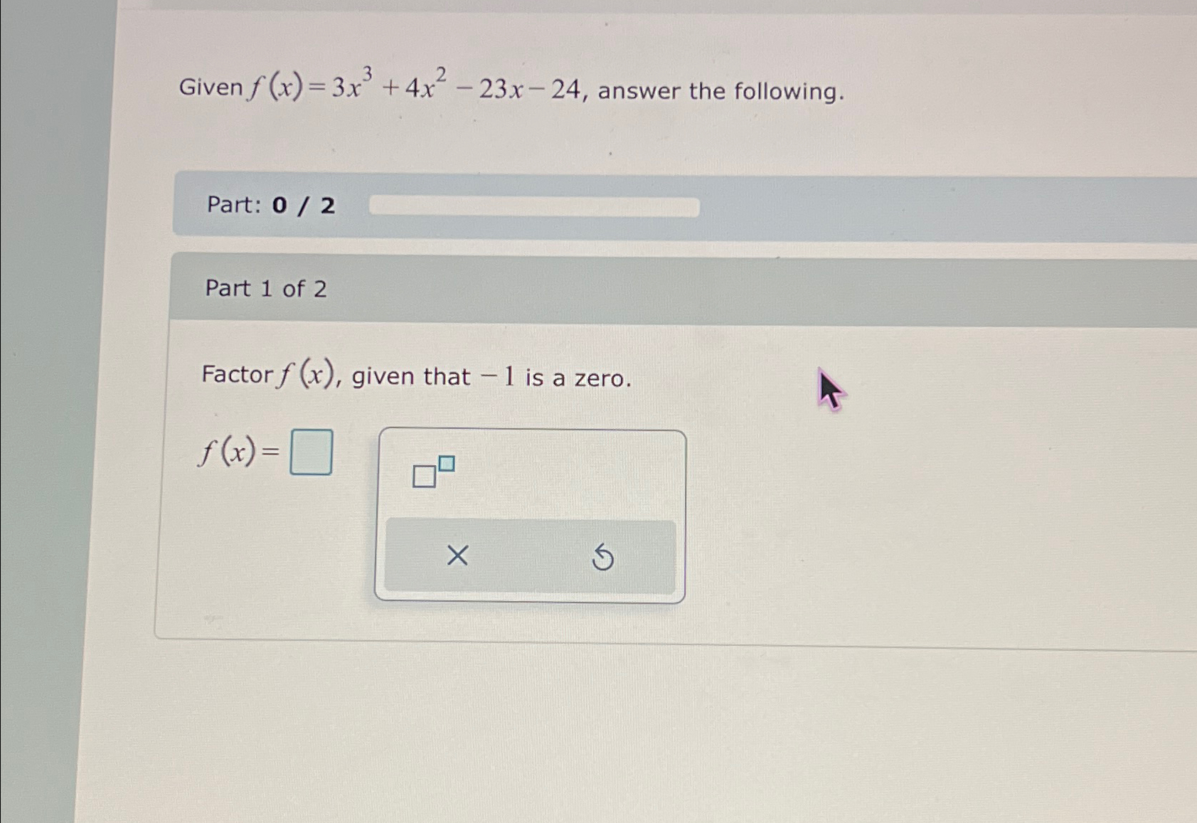 Solved Given f(x)=3x3+4x2-23x-24, ﻿answer the | Chegg.com