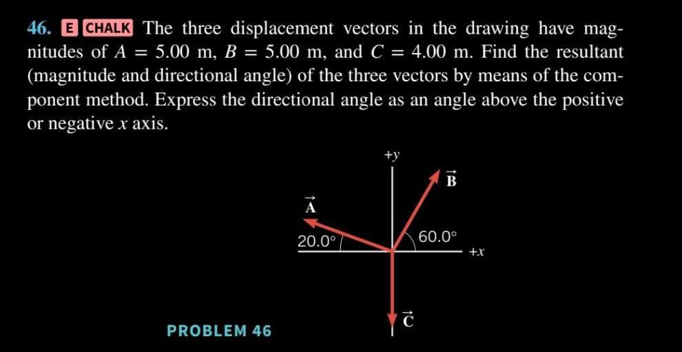 Solved 46. E CHALK The three displacement vectors in the | Chegg.com