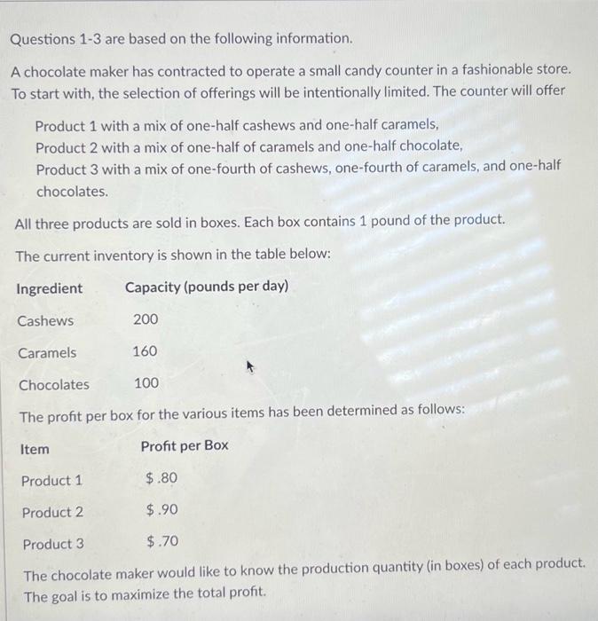 Solved Questions 1-3 are based on the following information. | Chegg.com
