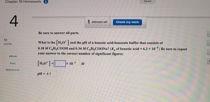 Solved Chapter 19 Homework. Saved 4 1 attempts left Check my | Chegg.com