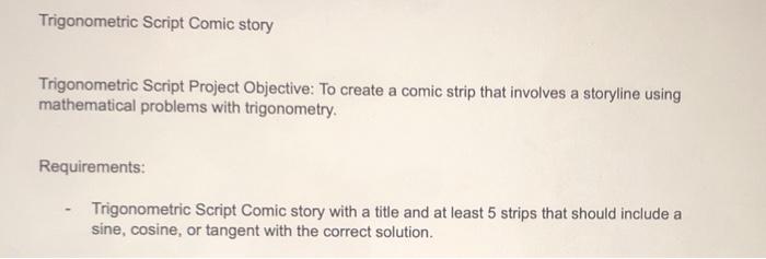 Solved Trigonometric Script Comic story Trigonometric Script | Chegg.com