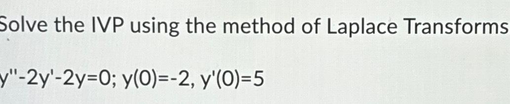 Solved Solve the IVP using the method of Laplace | Chegg.com
