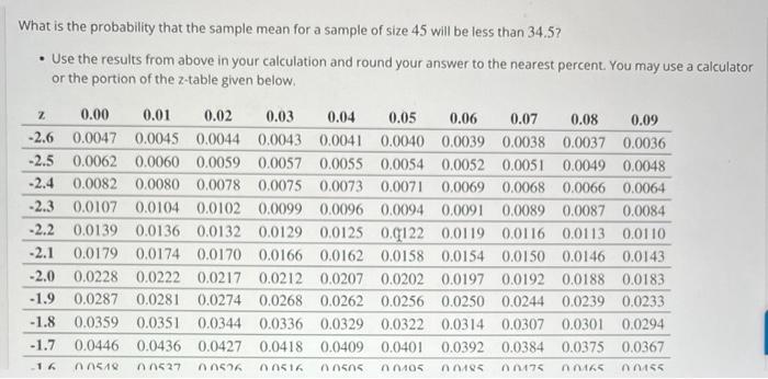 What is the probability that the sample mean for a | Chegg.com