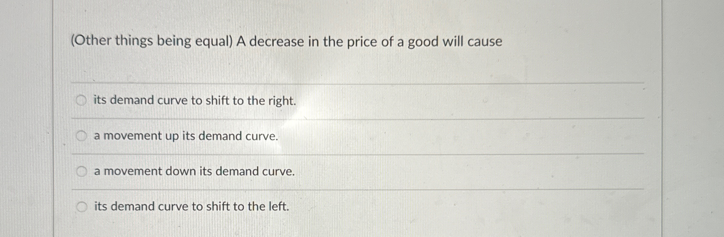 Solved (Other things being equal) ﻿A decrease in the price | Chegg.com
