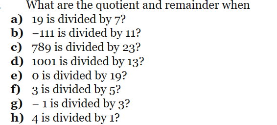Solved What are the quotient and remainder whena) 19 ﻿is | Chegg.com