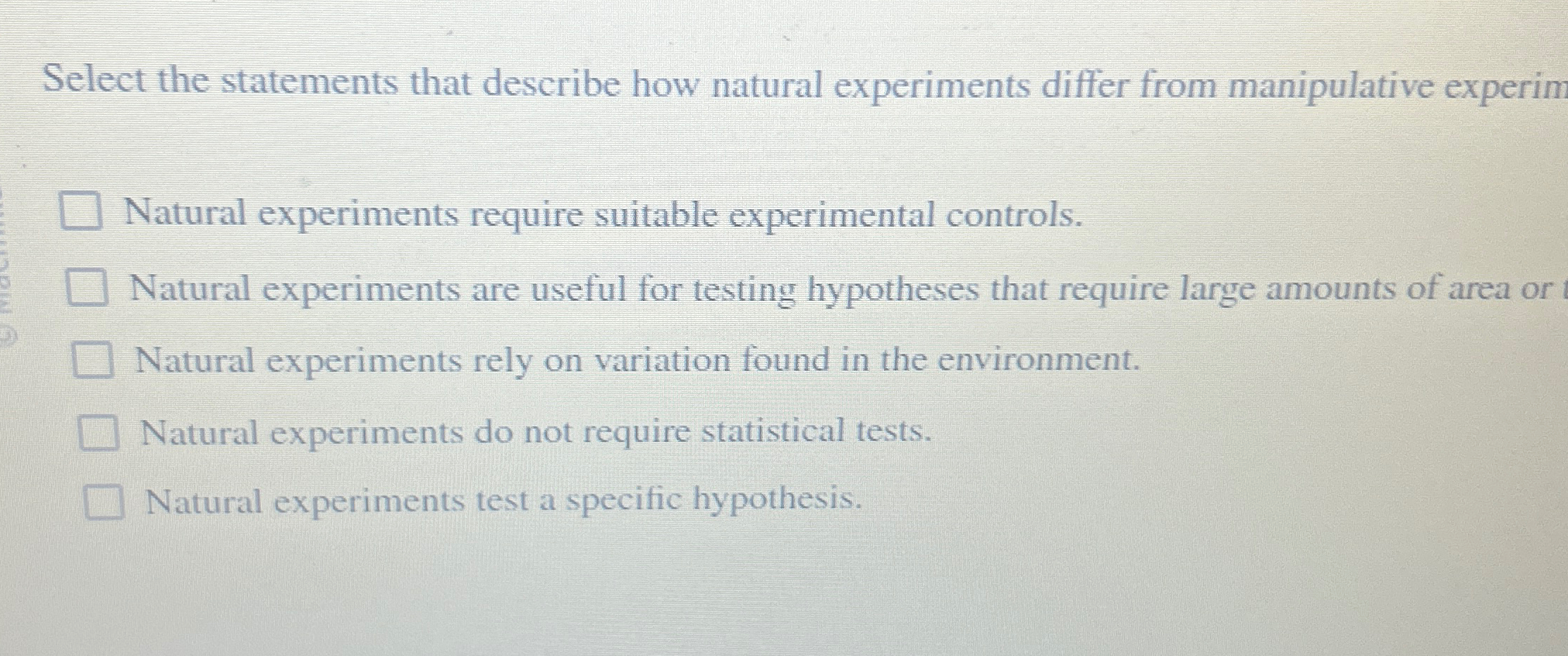 Solved Select the statements that describe how natural | Chegg.com