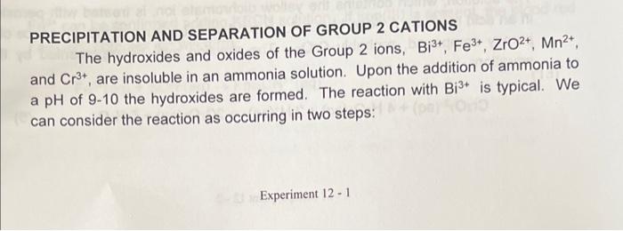 I need help making a flow chart with group 2 ions, | Chegg.com