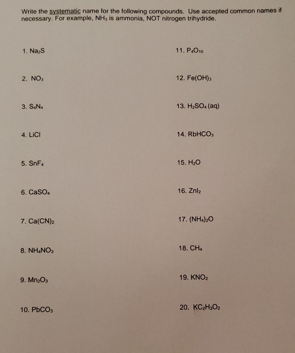 Solved Write the systematic name for the following | Chegg.com