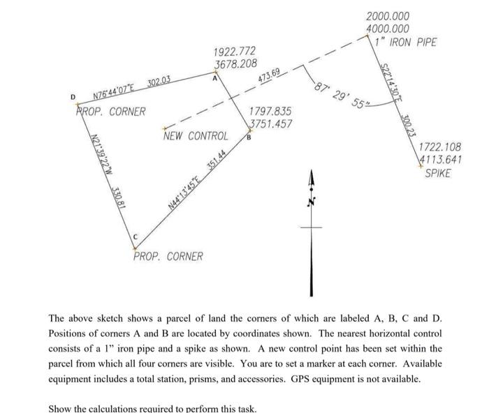 Solved determine the direction and distance to each corner | Chegg.com